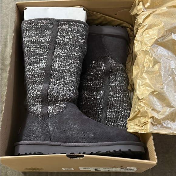 UGG | Shoes | Ugg Gray Winter Rain Boots With Kneehigh Design And Soft ...